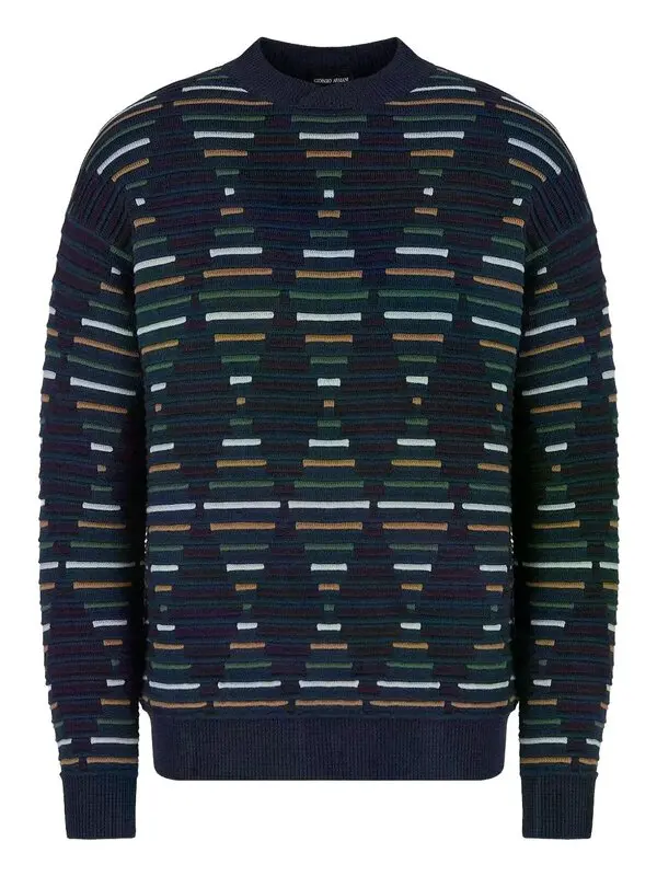 Giorgio Armani Geometric-jacquard Sweater - Blue