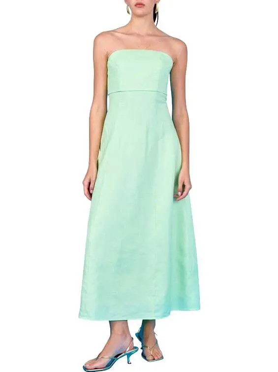 Endless Rose Strapless Linen Maxi Dress - Pistachio