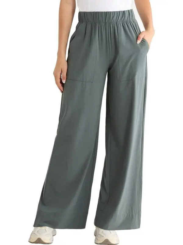 Beyond Yoga Wide-leg Utility Trousers - Slate Green