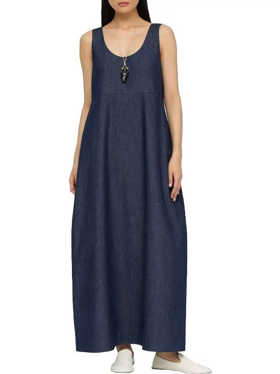Lafayette 148 New York Lightweight Denim Cocoon Maxi Dress - Indigo