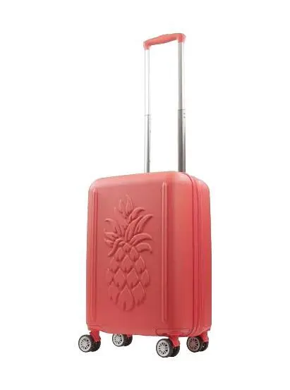 Tommy Bahama 22.5" Hard-sided 3d Pineapple Luggage With Drawstring Bag - Coral