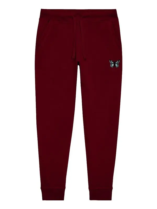 DALIX Butterfly Fleece Jogger Pant - Burgundy
