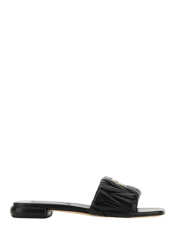 Miu Miu Nappa Leather Slippers - Black