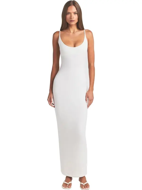 SKIMS Scoop Neck Long Dress - Egret