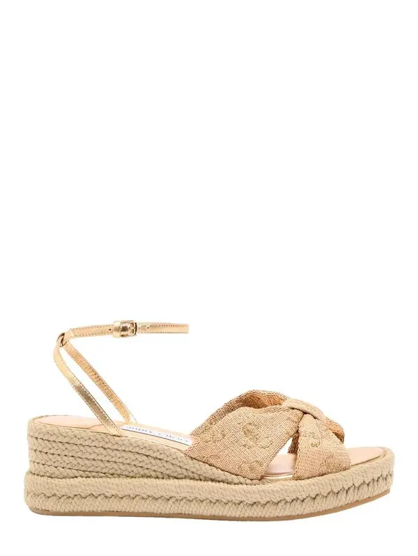JIMMY CHOO Aella Woven Wedge Espadrilles - Gold