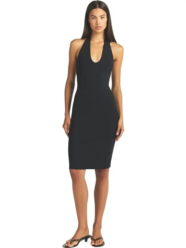 SKIMS Plunge Halter Midi Dress - Obsidian