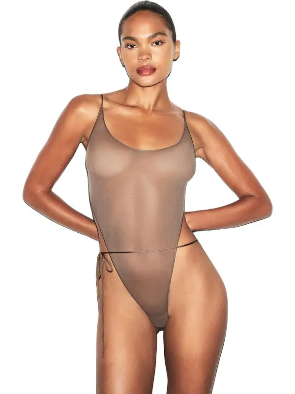 SKIMS Ultra Fine Mesh Brief Bodysuit - Truffle