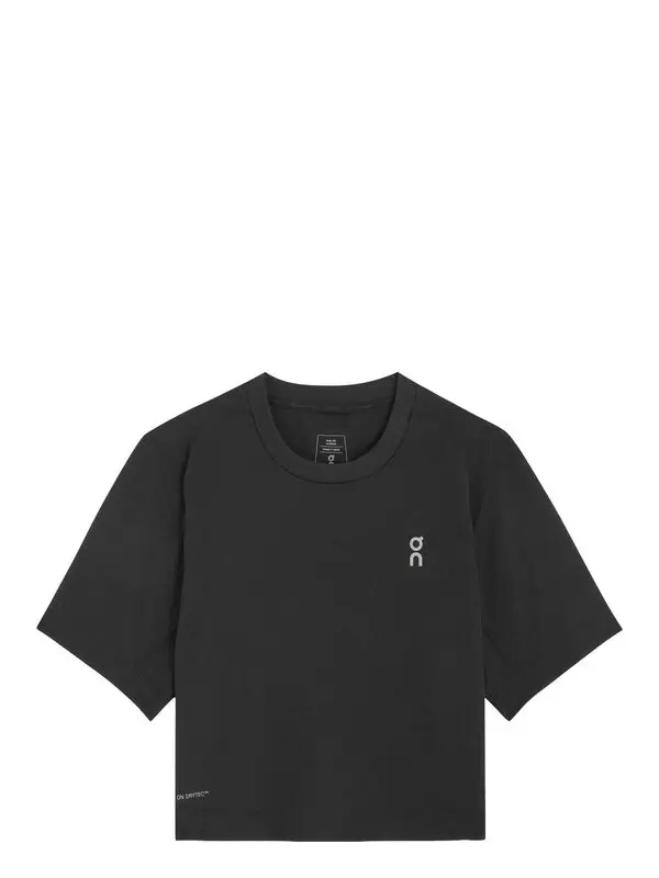 On Logo Cropped Jersey T-shirt - Black