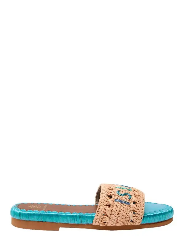 DE SIENA Crochet-design Leather Sliders - Blue