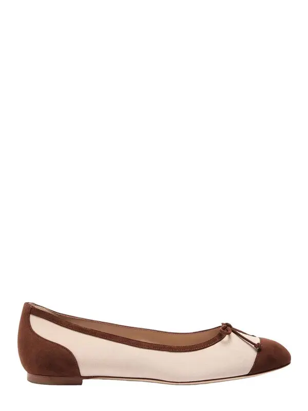 Manolo Blahnik Capbal Suede Ballet Flats - Brown