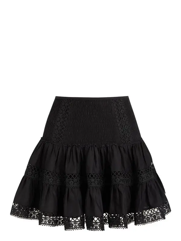 Charo Ruiz Ibiza Hortens Lace-embellished Cotton-blend Mini Skirt - Black