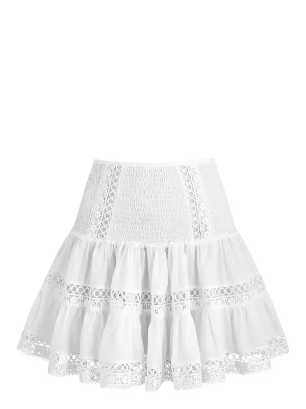 Charo Ruiz Ibiza Hortens Lace-embellished Cotton-blend Mini Skirt - White