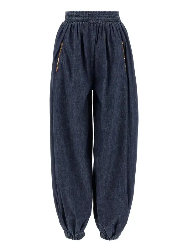 Valentino Garavani Denim Chambray Balloon Fit Pants - Blue