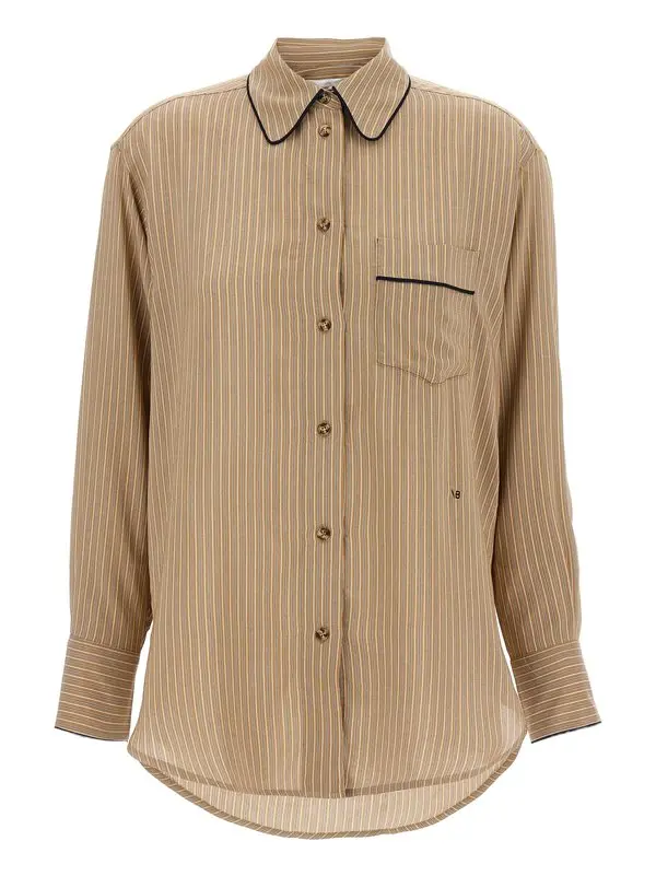 Victoria Beckham Piping Detail Pyjama Shirt - Brown