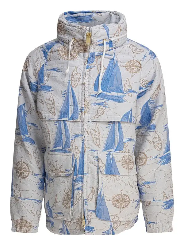 BEAMS Printed Jacket - Light Blue