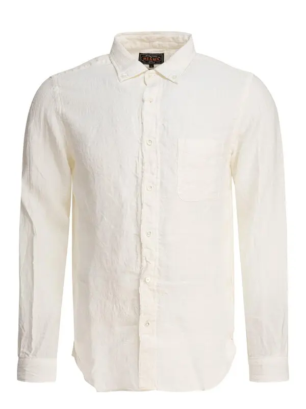 BEAMS Linen Solid Shirt - White