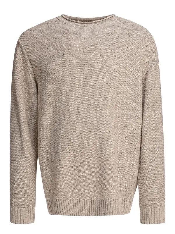 BEAMS Roll Crew Neck Sweater - Beige