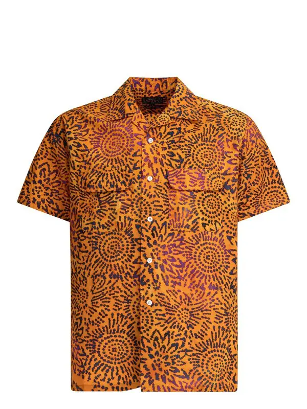 BEAMS Batik Printed Shirt - Orange