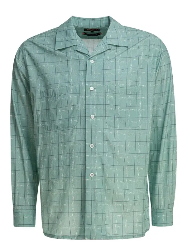 BEAMS Camp Collar Printed Shirt - Green