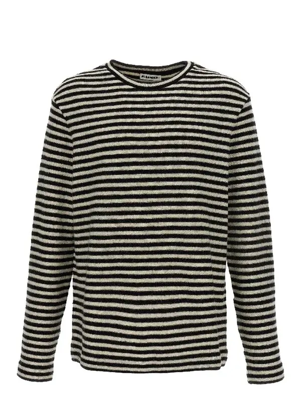 JIL SANDER Striped Wool Jersey T-shirt - White