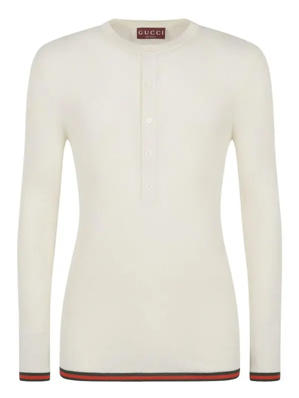 Gucci Ribbed Knit Silk T-shirt - White