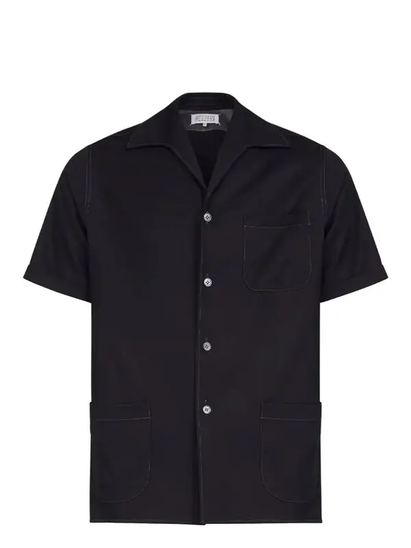 MAISON MARGIELA Short Sleeve Wool Shirt - Black