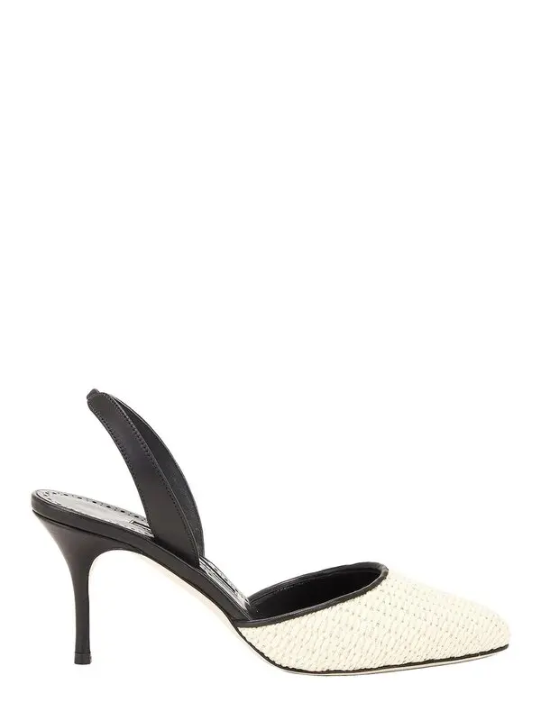 Manolo Blahnik Casam 70 Raffia Pumps - Black