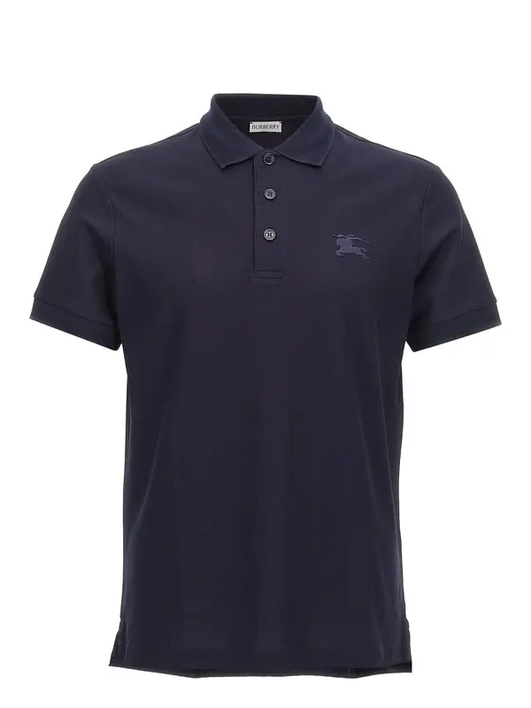 Burberry Logo Embroidery Polo Shirt - Blue