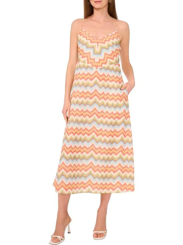 1.State Chevron Stripe Sundress - Sand Multi