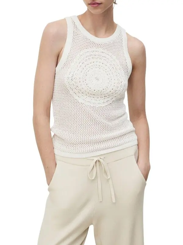 Mango Crochet Tank - Off White