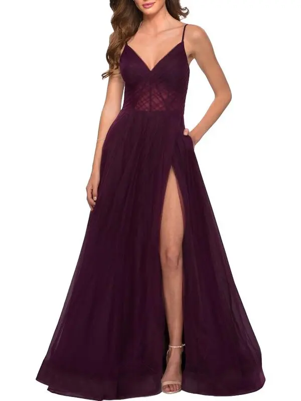 LABOMME A-line Tulle Gown - Dark Berry