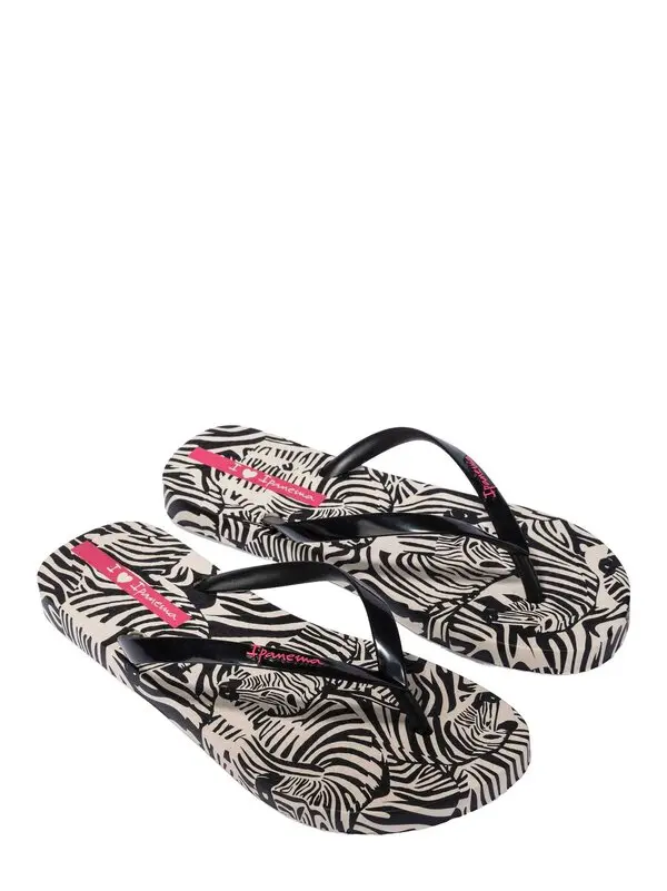 Ipanema Animal Print Flip Flop - Beige/ Black/ Pink