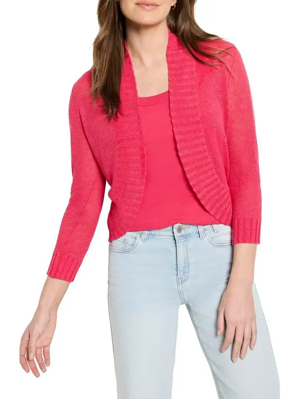 NIC+ZOE Linen-blend Bolero Cardigan - Daiquiri