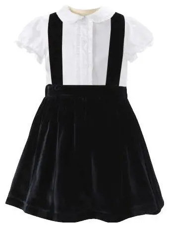 RACHEL RILEY Eloise Silk Velvet Pinafore Set - Black