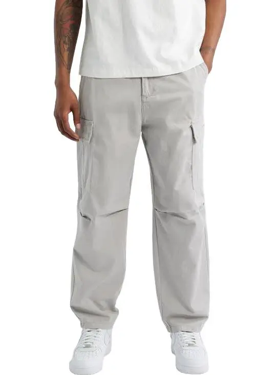 CRIMINAL DAMAGE Dakota Relaxed Fit Twill Cargo Pants - Grey