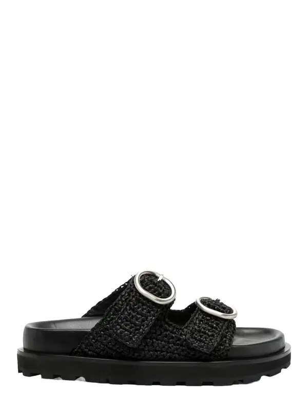 JIL SANDER Raffia Sandals - Black