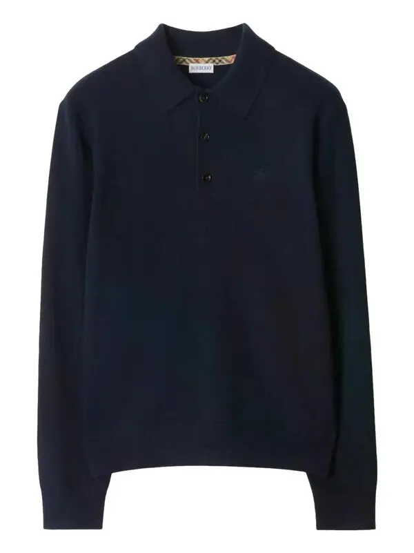 Burberry Cashmere-blend Polo Shirt - Blue
