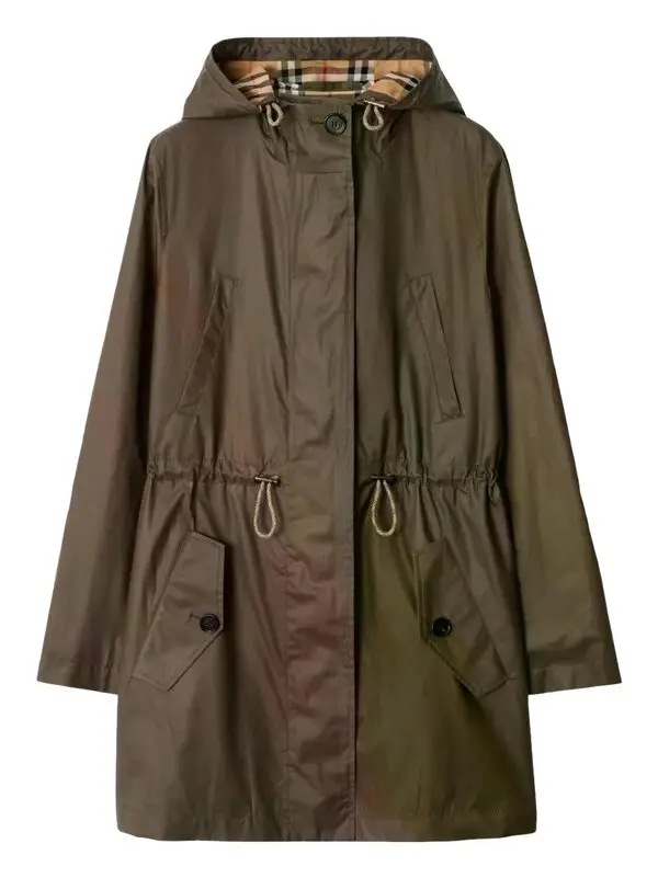 Burberry Gabardine Parka Coat - Green