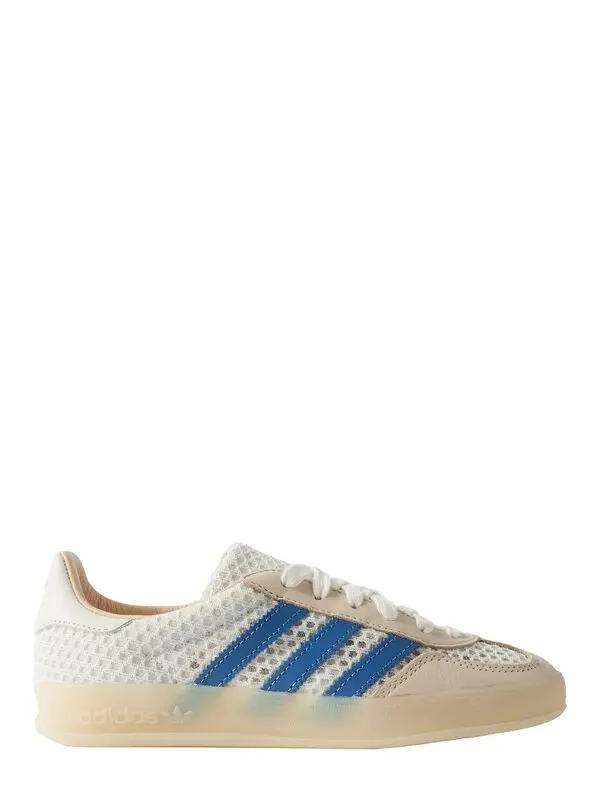 ADIDAS ORIGINALS Gazelle Indoor Leather-trimmed Mesh Sneakers - Off-white