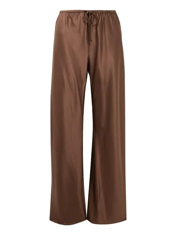 Veronica Beard Billie Silk-blend Satin Straight-leg Pants - Brown