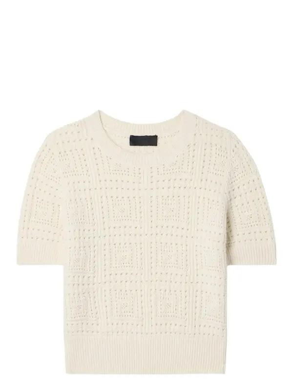 NILI LOTAN Elysia Pointelle-knit Cashmere Sweater - Ivory