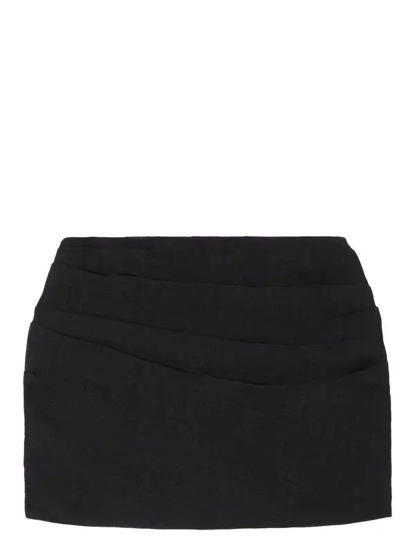 Le Kasha Spetses Draped Linen-gauze Mini Skirt - Black