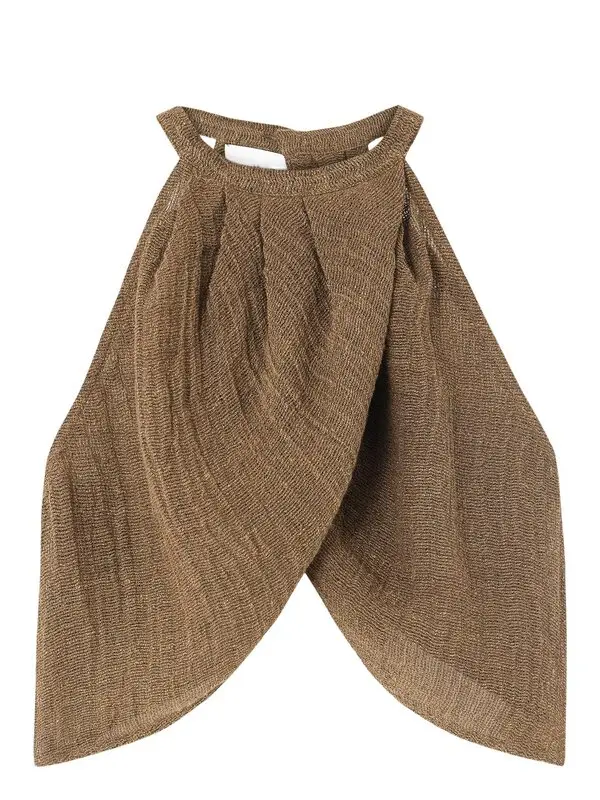 Le Kasha Alger Cropped Organic Linen-gauze Top - Brown
