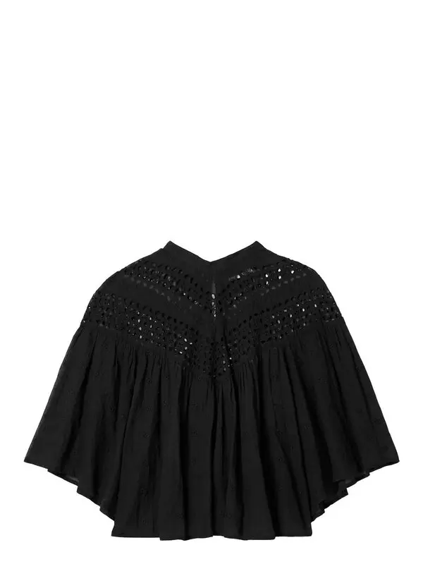NILI LOTAN Mikki Embroidered Cotton-voile Blouse - Black