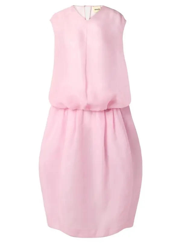 Khaite Noah Gathered Silk-organza Midi Dress - Pink