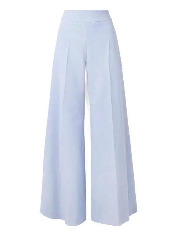 Carolina Herrera Wool-blend Crepe Wide-leg Pants - Blue