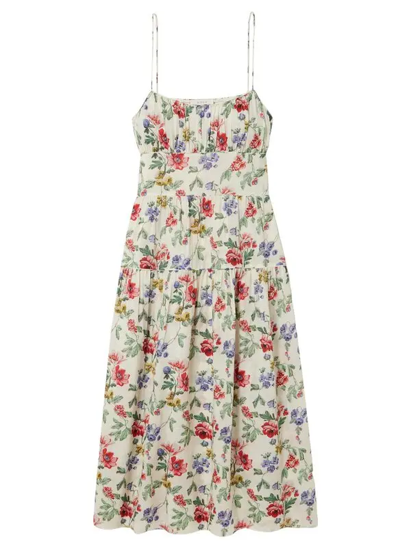 DÔEN Benoit Floral-print Ramie Midi Dress - Neutrals