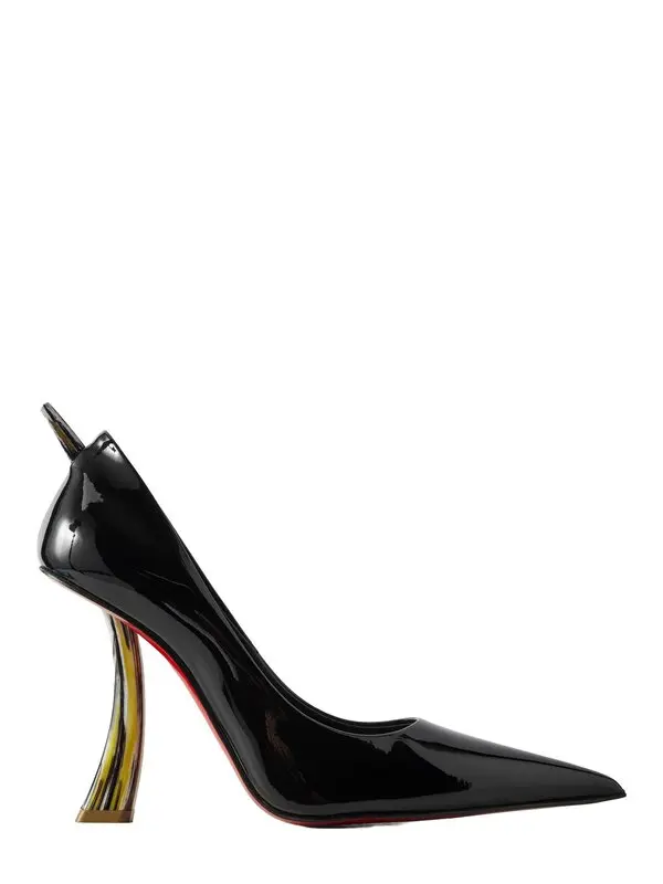 CHRISTIAN LOUBOUTIN Kate Clawmax 100 Spiked Patent-leather Pumps - Black
