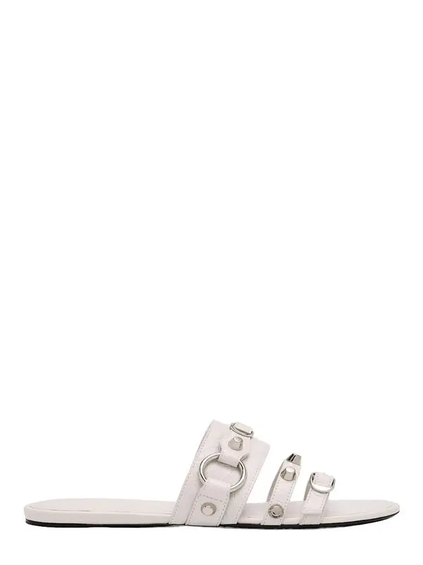 Balenciaga City Leather Triple-band Slide Sandals - Silver