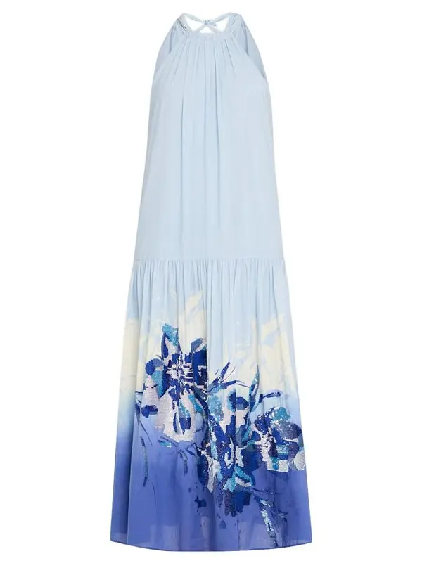 Kobi Halperin Daelia Floral Halter Maxi Dress - Blue Multi